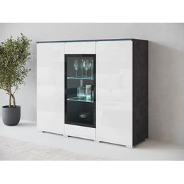 Highboard Inosign, B:120cm H:103,3cm T:39,5cm, schwarz-wei&szlig;, Wohnzimmer, Sideboards, "Vera", Highboard mit 4 T&uuml;ren, 9 F&auml;chern, verglasten T&uuml;ren