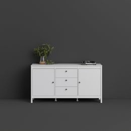 Sideboard Home Affaire, B:151,2cm H:79,7cm T:38,4cm, weiß, Spanplatte, Wohnzimmer, Sideboards, "Madrid, Aufbewahrung, Schubladenschrank, Sideboard",