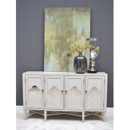 Sideboard LEONIQUE, B:152cm H:89cm T:41cm, wei&szlig;, Wohnzimmer, Sideboards, "Juliette", Kommode, Antik Wei&szlig;, Ornamente, verspiegeltes Glas, ca.