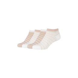 Camano Damen Sneakersocken "Sneakersocken 4er Pack", Gr. 39, wei&szlig;, 76% Baumwolle, 22% Polyamid, 1% Metallfaser, 1% Elasthan, gestreift, Socken