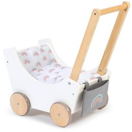 Musterkind Jungen Puppenwagen "Barlia, weiß/natur", weiß, B:31cm H:54cm T:56cm, Puppenwagen