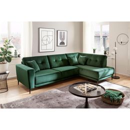 Polsterecke TRENDS BY HG, B:273cm H:86cm T:165cm, grün, Sofas, "Barcelona L-Form", mit Metallfuss, frei im Raum stellbar
