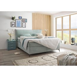 Boxspringbett, B:204cm L:212cm, gr&uuml;n, ED EXCITING DESIGN, 100% Polyester, Komplettbetten, "Seattle", harte Seite mit Kokosmatte, weiche Seite mit