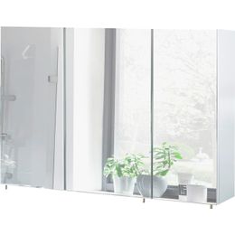 Spiegelschrank Schildmeyer, B:120cm H:70,7cm T:16cm, wei&szlig;, Badezimmer, Schr&auml;nke, "Basic made in Germany", Breite 120 cm, 3-t&uuml;rig, Glaseinlegeb&ouml;den,