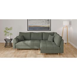 Ecksofa Home Affaire, B:231cm H:81cm T:161cm, grün, 100% Polyester, Wohnzimmer, Sofas, "CHARRE L-Form mit Ottomane, Maße B/T/H: 231/161/81 cm", feine