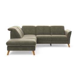 Sit & More Ecksofa SIT & MORE, B:250cm H:91cm T:220cm, grün, 100% Polyester, Wohnzimmer, Sofas, "Romero L-Form", wahlweise mit oder ohne TV-Funktion,