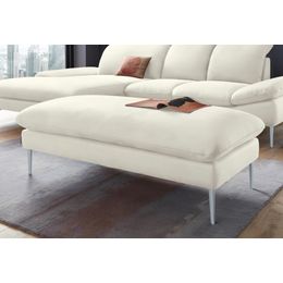 Hocker W.Schillig, B:151cm H:45cm T:71cm, weiß, Chenille-Flachgewebe R66 (85% Polyester, 15% Nylon);Longlife Xtra-Leder Z59: Glattleder mit modischer