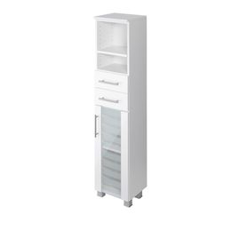 Midischrank Welltime, B:30cm H:130cm T:27cm, wei&szlig;, MDF, Spanplatte, Badezimmer, Schr&auml;nke, "Jaca", Breite 30 cm, mit MDF Hochglanz-Fronten