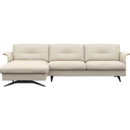 Ecksofa FLEXLUX, B:273cm H:81cm T:158cm, weiß, 100% Echteder, Wohnzimmer, Sofas, "Glow, super bequem durch hochwertigem Sitzaufbau mit Federkern,