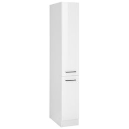 Apothekerschrank KOCHSTATION, B:30cm H:200cm T:60cm, weiß, Küche, Schränke, "KS-Tulsa", 30 cm breit, 200 cm hoch, mit 2 Auszügen, Metallgriff, MDF