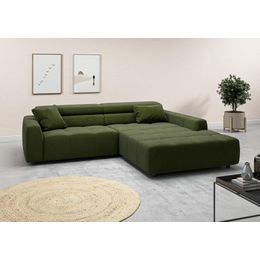 Ecksofa 3C CANDY, B:258cm H:68cm T:217cm, grün, 95% Polyester, 5% Nylon, Sofas, "Denver auch mit Cord- und Easy care-Bezug, Kopfteilverstellung