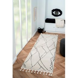 Hochflor-L&auml;ufer, B:80cm H:24mm L:250cm, schwarz-wei&szlig;, MyFlair M&Ouml;BEL & ACCESSOIRES, Polyester, Polypropylen (PP), Teppiche, "Moroccan Drawline",