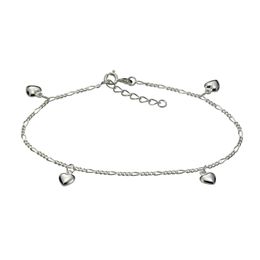 Vivance Damen Fußkette "925 Silber mit Herz Motiv", 22,5cm, Silber 925 (Sterlingsilber), weiß, Silber 925 (Sterlingsilber), Fußketten