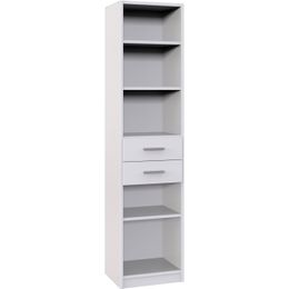 Standregal wimex, B:48cm H:197cm T:40cm, wei&szlig;, Holzwerkstoff, Spanplatte, Wohnzimmer, Regale, "Borkum", mit 2 Schubladen