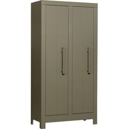Garderobenschrank Woood, B:95cm H:190cm T:44cm, grün, Holzwerkstoff, Flur, Schränke, "Bobby Mehrzweckschrank, Garderobenschrank", aus Kiefernholz, H