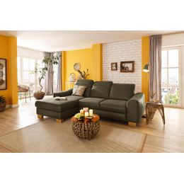 Ecksofa Home Affaire, B:264cm H:86cm T:170cm, grün, Luxus-Microfaser Florence (100% Polyester);Struktur fein (100% Polyester);Luxus-Microfaser