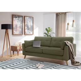 3-Sitzer Home Affaire, B:201cm H:88cm T:87cm, grün, Struktur weich (100% Polyester);Samtoptik (100% Polyester), Sofas, "Copenhagen", feiner Keder,