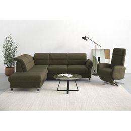 Sit & More Ecksofa SIT & MORE, B:247cm H:85cm T:222cm, grün, Wohnzimmer, Sofas, "Grenoble L-Form mit Federkern", wahlweise mit Bettfunktion, Bettkasten, Arm-
