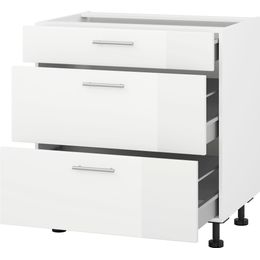 Herdumbauschrank KOCHSTATION, B:90cm H:75cm T:56cm, wei&szlig;, Schr&auml;nke, ""KS-Scafa"", Breite 90 cm, mit zwei Ausz&uuml;gen und einem Schubkasten