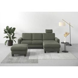 Ecksofa Home Affaire, B:249cm H:91cm T:164cm, grün, 95% Polyester, 5% Polyamid, Wohnzimmer, Sofas, "Summer L-Form", mit Recamiere, mit oder ohne