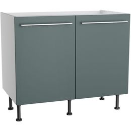 Sp&uuml;lenschrank KOCHSTATION, B:100cm H:87cm T:58,4cm, gr&uuml;n, Spanplatte, K&uuml;che, Schr&auml;nke, "KS-Bern2", Breite 100 cm, 2 T&uuml;ren