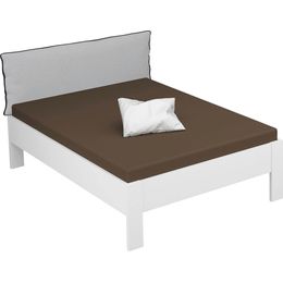 Futonbett Rauch, B:146cm H:107cm L:208cm, weiß, Betten, "Aditio", Kopfteil Webstoff mit abgesetztem Keder