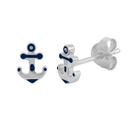 Vivance Damen Paar Ohrstecker "925/- Sterling Silber rhodiniert Anker Lack blau", one-size, Silber 925 (Sterlingsilber), weiß, Silber 925