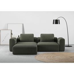 Ecksofa RAUM.ID, B:268cm H:62cm T:191cm, grün, 95% Polyester, 5% Nylon, Wohnzimmer, Sofas, "Cushid L-Form", Modulset, bestehend aus 3 Teilen