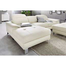 Ecksofa, B:270cm H:94cm T:175cm, weiß, exxpo - SOFA FASHION, Kunstleder SOFTLUX;NaturLEDER (echtes Rindsleder) in Sitz und Rücken. Korpus in