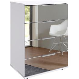 Nachtkommode wimex, B:52cm H:74cm T:38cm, weiß, Spanplatte, Sideboards, "Saigon", mit 4 Schubladen, wahlweise Glas-oder Spiegelfronten