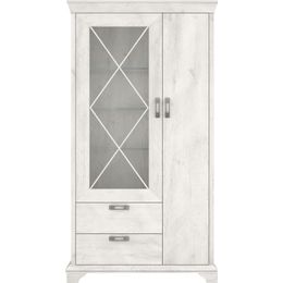 Vitrine FORTE, B:113cm H:210,3cm T:48,2cm, wei&szlig;, Dekorfolie, FSC-zertifizierter Holzwerkstoff, Floatglas, Metall, Schr&auml;nke, "Kashmir", Breite 113 cm