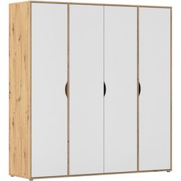 Drehtürenschrank Rauch, B:187cm H:194cm T:53cm, weiß, Holzwerkstoff, Schränke, "Kleiderschrank Schrank Garderobe Wäscheschrank NARAI viel Stauraum",