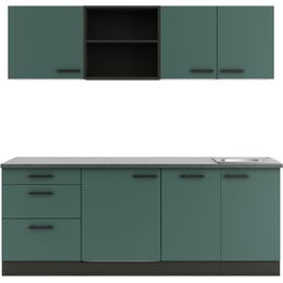 K&uuml;chenzeile Optifit, B:210cm T:60cm, gr&uuml;n, Komplettk&uuml;chen-Sets, "Palma", Breite 210 cm, wahlweise mit E-Ger&auml;ten, seitenverkehrt stellbar