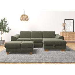 Ecksofa Home Affaire, B:264cm H:86cm T:170cm, grün, Wohnzimmer, Sofas, "Dundee L-Form", wahlweise mit Kopfteilverstellung und zusätzlich mit
