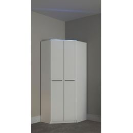 Eckkleiderschrank Priess, B:78cm H:193cm T:78cm, wei&szlig;, Holzwerkstoff, Schr&auml;nke, "Barcelona Kleiderschrank Eckl&ouml;sung Raumwunder", in 2 Tiefen Schrank