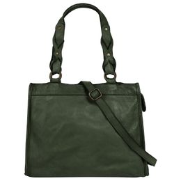 Samantha Look Damen Shopper, grün, Leder, vintage, Taschen, echt Leder, Made in Italy