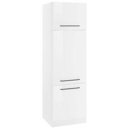 K&uuml;hlumbauschrank KOCHSTATION, B:60cm H:200cm T:60cm, wei&szlig;, Schr&auml;nke, "KS-Tulsa", 60 cm breit, 200 cm hoch, 3 T&uuml;ren, schwarzer Metallgriff