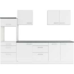 K&uuml;che Optifit, B:270cm T:60cm, wei&szlig;, Komplettk&uuml;chen-Sets, "Bella", Breite 210 cm, wahlweise mit E-Ger&auml;ten