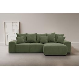 Ecksofa WERK2, B:300cm H:76cm T:150cm, grün, 92% Polyester, 8% Nylon, Wohnzimmer, Sofas, "Riwa, modernes Sofa zum Kuscheln und Entspannen, Breite