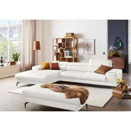 Ecksofa W.Schillig, B:343cm H:70cm T:193cm, wei&szlig;, Longlife Xtra-Leder Z59: Glattleder mit modischer Pr&auml;gung. Hautst&auml;rke 0, 9 - 1, 1 mm, Wohnzimmer,