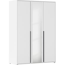 Drehtürenschrank Rauch, B:140cm H:194cm T:53cm, weiß, Holzwerkstoff, Schränke, "Kleiderschrank Schrank Garderobe Wäscheschrank NAGATA mit Spiegel",