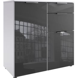 Kombikommode wimex, B:81cm H:84cm T:41cm, wei&szlig;, Spanplatte, Schlafzimmer, Sideboards, "Level36 C by fresh to go", mit Glaselementen auf der Front,