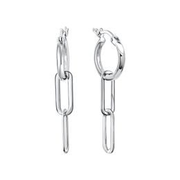 Vivance Damen Paar Creolen "925-Sterling Silber rhodiniert", one-size, Silber 925 (Sterlingsilber), weiß, Silber 925 (Sterlingsilber), Ohrringe