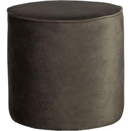 Hocker Woood, B:46cm H:46cm T:46cm, grün, 100% Polyester, Wohnzimmer, Hocker, "Sara", weich gepolstert, runde Form, H 46 cm x Ø 46 cm