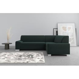 Ecksofa DOMO collection, B:259cm H:85cm T:191cm, grün, Wohnzimmer, Sofas, "Anzio in kubischer Formensprache, flache Armlehnen, L-Form", Wahlweise mit