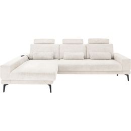 Ecksofa, B:293cm H:85cm T:180cm, weiß, SET ONE BY Musterring, 100% Polyester, Wohnzimmer, Sofas, "SO 3600, inkl motor. Sitztiefenverstellung,