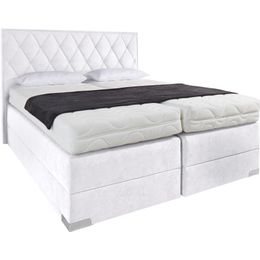 Boxspringbett, B:190cm L:212cm, weiß, Westfalia Schlafkomfort, Bezug der Obermatratze: 100% Polyester, Bezug abnehm- und waschbar bis 60C;Unterbox