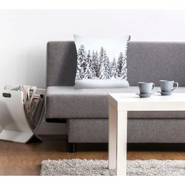 Dekokissen queence, B:40cm L:40cm, schwarz-wei&szlig;, Polyester, Dekokissen_Sitzkissen_Kissenh&uuml;llen, "Wood", mit einem Wald voller Tannen