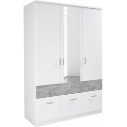 Kleiderschrank Rauch, B:136cm H:199cm T:58cm, wei&szlig;, Holzwerkstoff, Kinderzimmer, Schr&auml;nke, "Kleiderschrank Schrank Garderobe deckenhoher Schrank