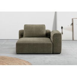 1,5-Sitzer RAUM.ID, B:134cm H:62cm T:109cm, grün, 100% Polyester, Sofas, "Cushid", Modul-Eckteil, auch einzeln stellbar, Breite 134 cm